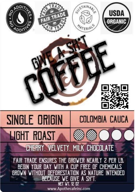 Give a Sh*t Coffee - Organic Single Origin - Columbia Cauca - Light ...